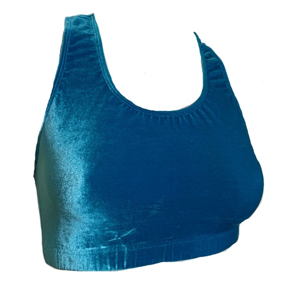 Motionwear | Tops | Y2k Neon Turquoise Blue Velvet Racerback Bra Top S ...